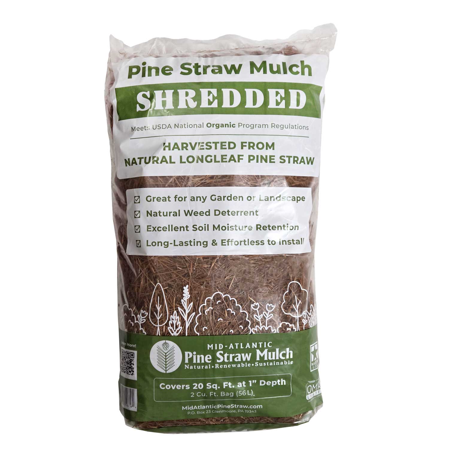 Shredded Pine Straw Bags of Mulch - 2 Cu. Ft. Bags (2 Bags per Box ...